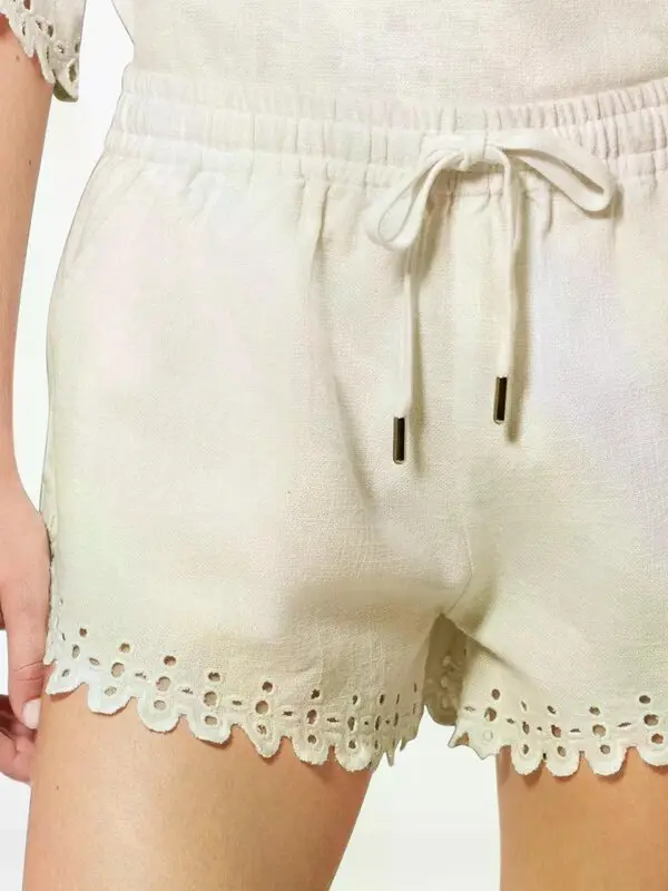 MARANT ETOILE Eyelet Trim Drawstring Shorts - Neutrals