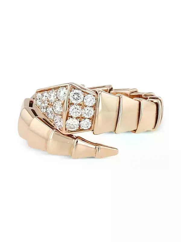 BVLGARI 18k Rose Gold Serpenti Diamond Ring