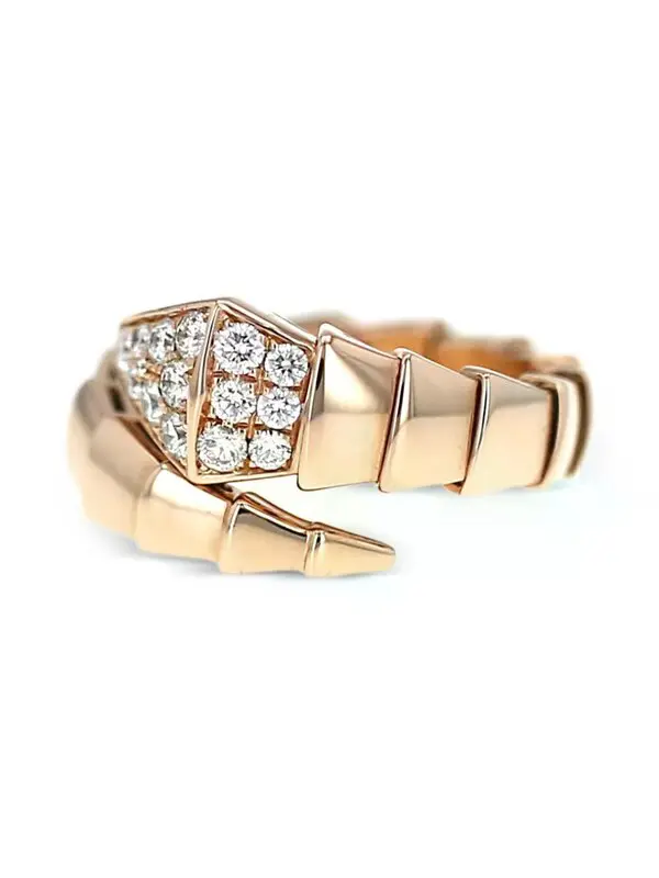 BVLGARI 18k Rose Gold Serpenti Diamond Ring