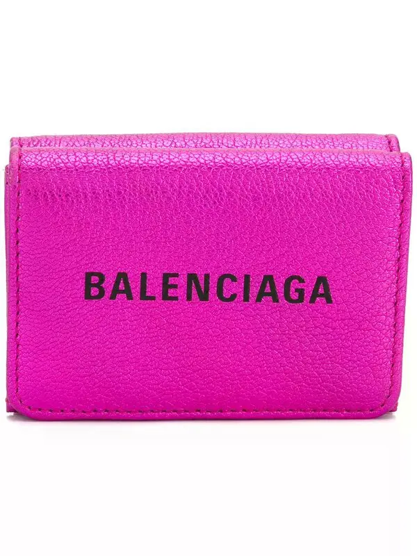 Balenciaga Logo Print Bifold Wallet - Purple