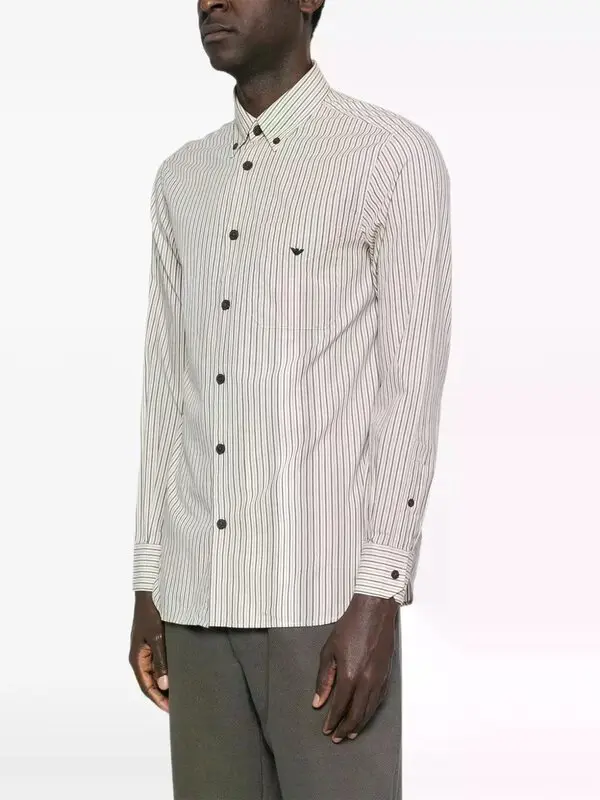 Emporio Armani Striped Button Shirt - Neutrals