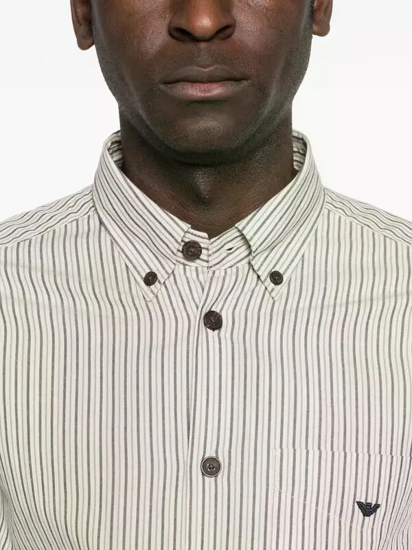 Emporio Armani Striped Button Shirt - Neutrals