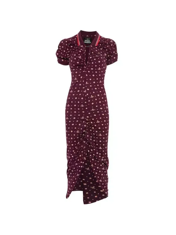 VIVIENNE WESTWOOD Patterned Ruched Midi Dress