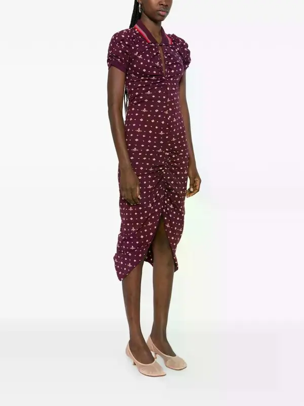 VIVIENNE WESTWOOD Patterned Ruched Midi Dress