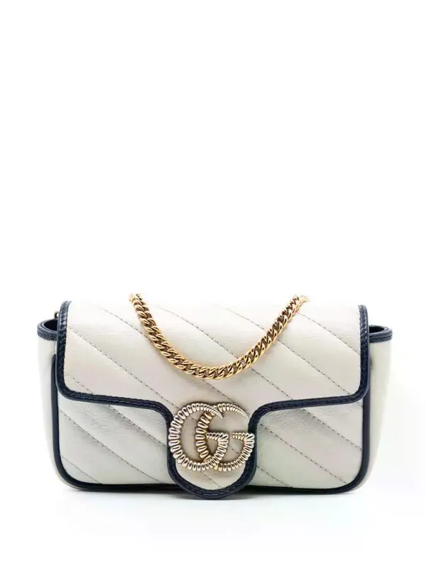 Gucci Gg Marmont Matelasse Leather Super Mini Crossbody Bag - White