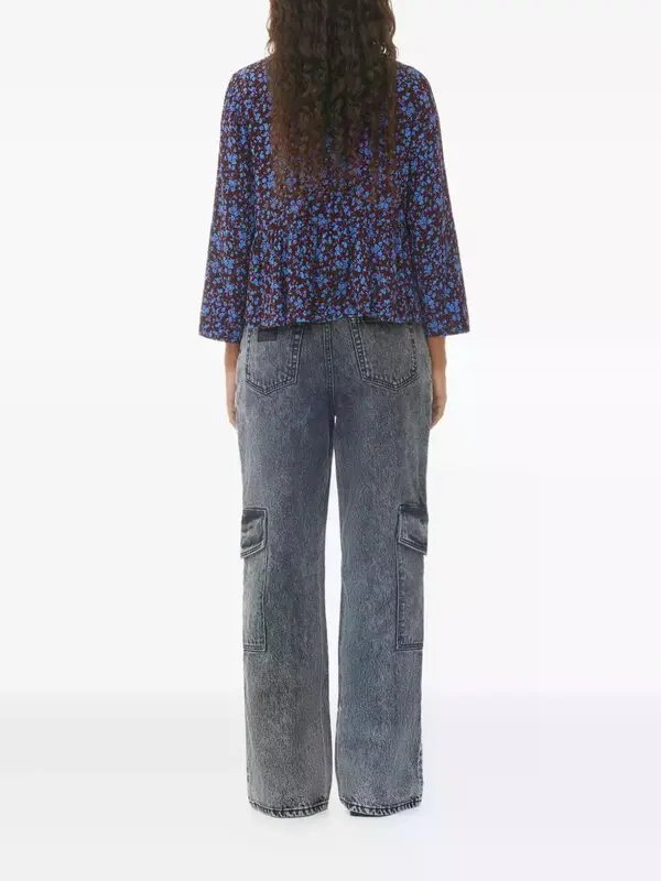 GANNI Floral-print Pleated Blouse