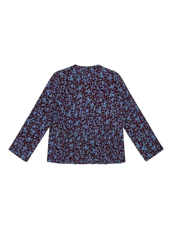 GANNI Floral-print Pleated Blouse