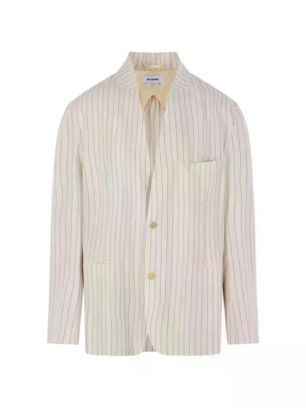 HED MAYNER Pinstripe Collarless Blazer