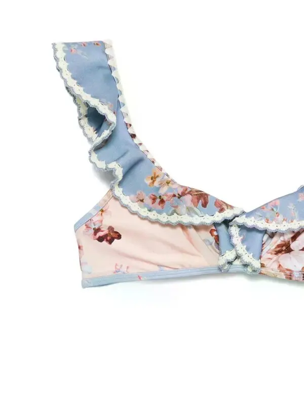Zimmermann Floral Print Ruffled Bikini