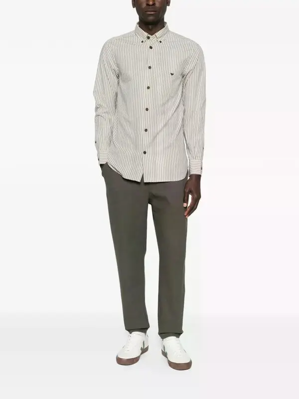 Emporio Armani Striped Button Shirt - Neutrals