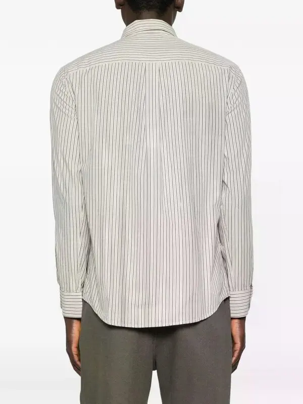 Emporio Armani Striped Button Shirt - Neutrals