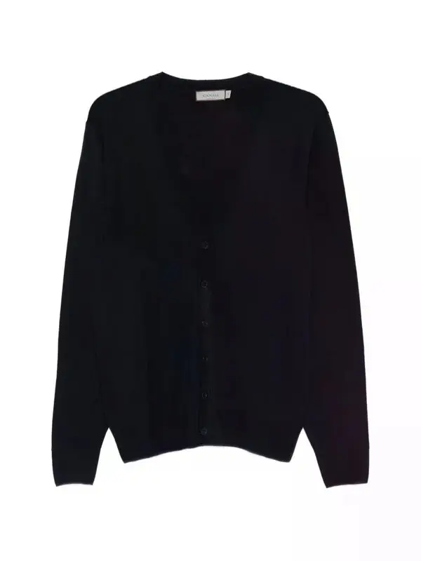 Canali V-neck Button Cardigan - Blue
