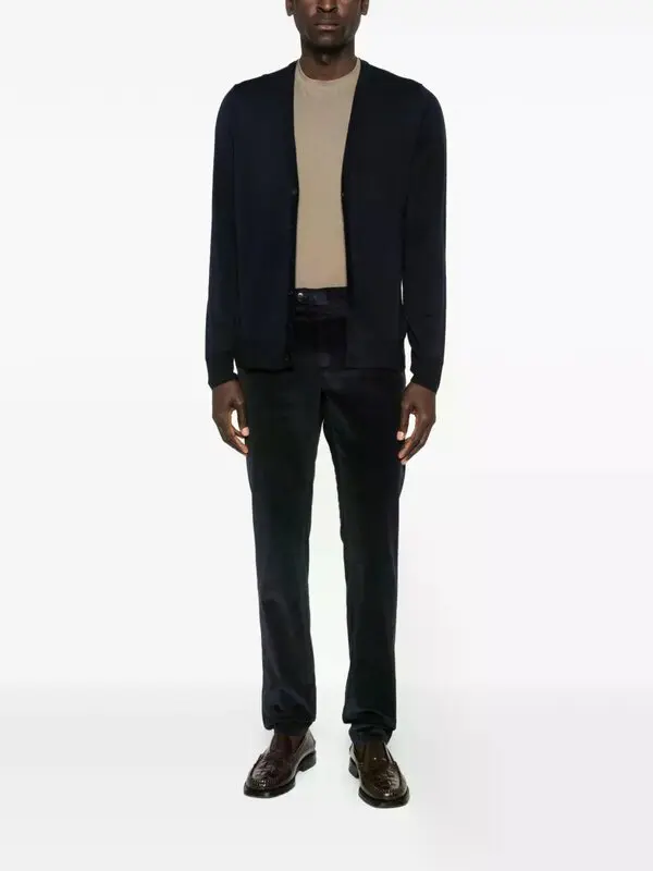Canali V-neck Button Cardigan - Blue