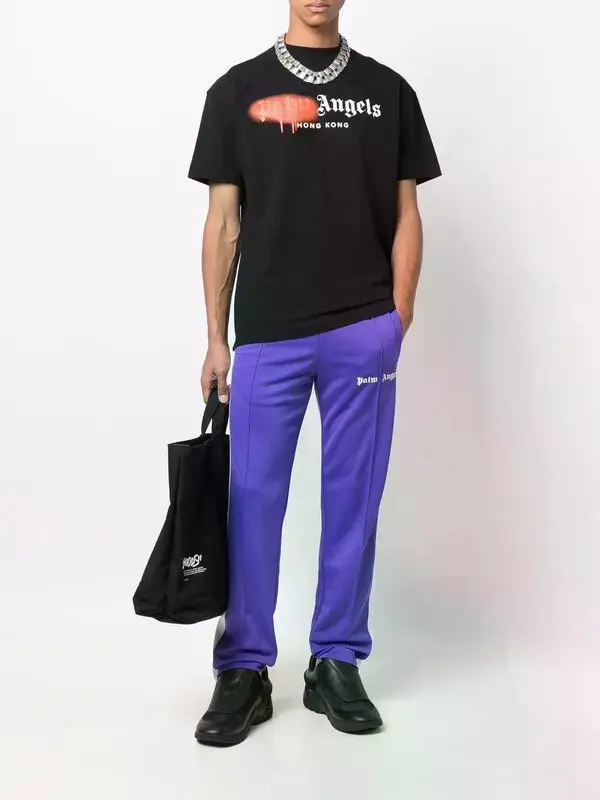 Palm Angels Hong Kong Sprayed-logo T-shirt - Black