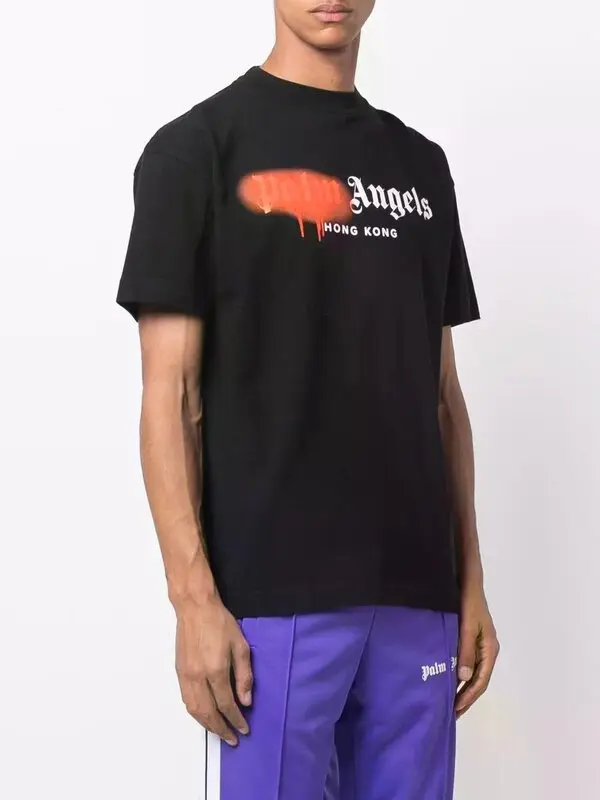 Palm Angels Hong Kong Sprayed-logo T-shirt - Black