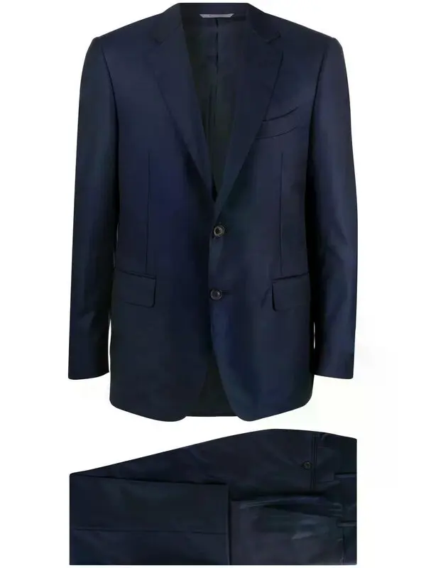 Canali Logo-patch Single-breasted Suit - Blue