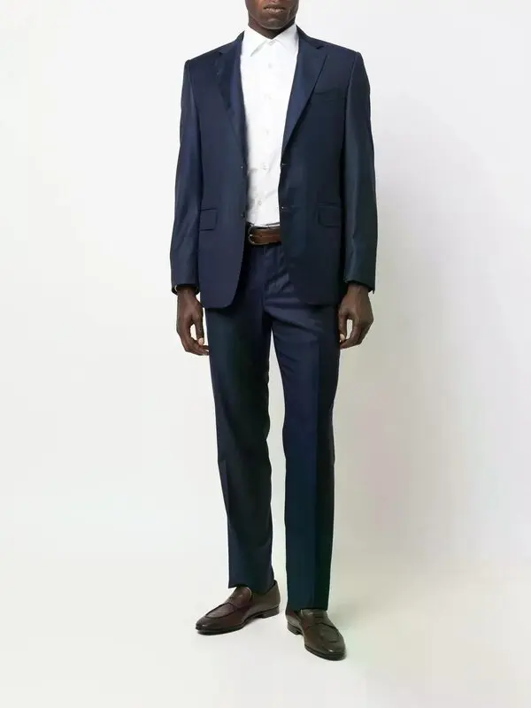 Canali Logo-patch Single-breasted Suit - Blue