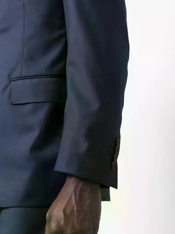 Canali Logo-patch Single-breasted Suit - Blue