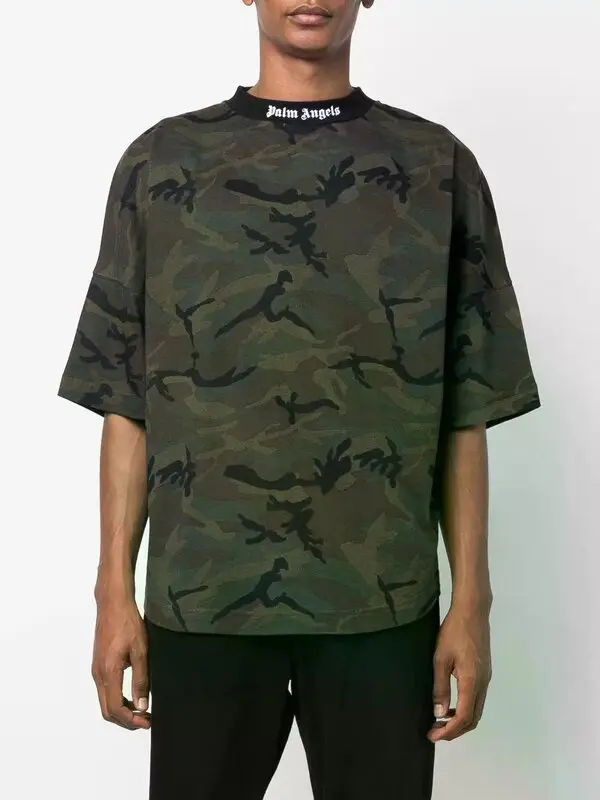 Palm Angels Logo-band Camouflage-print T-shirt