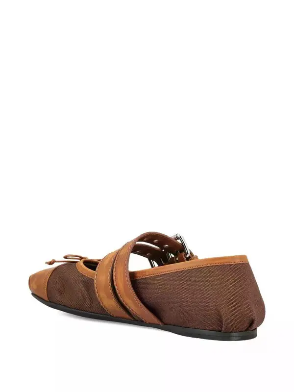 Miu Miu Buckle-strap Ballet Flats - Brown