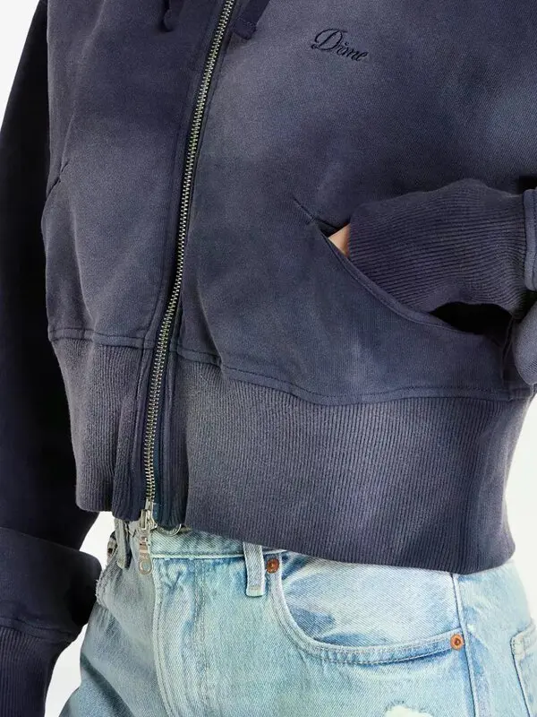 DIME Cropped Zip-fastening Hoodie