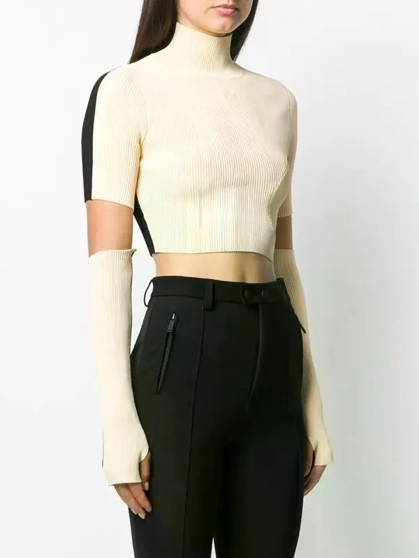 Off-White Ribbed Knitted Cropped Top