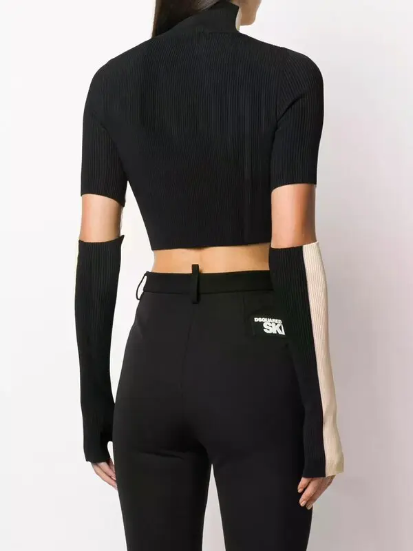 Off-White Ribbed Knitted Cropped Top