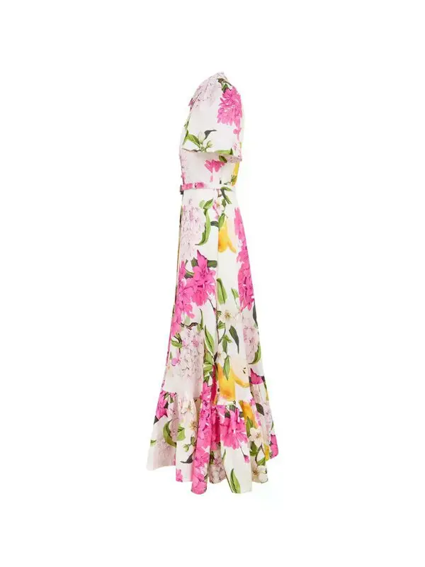 LEO LIN Becca Floral Ruffled Midi Dress