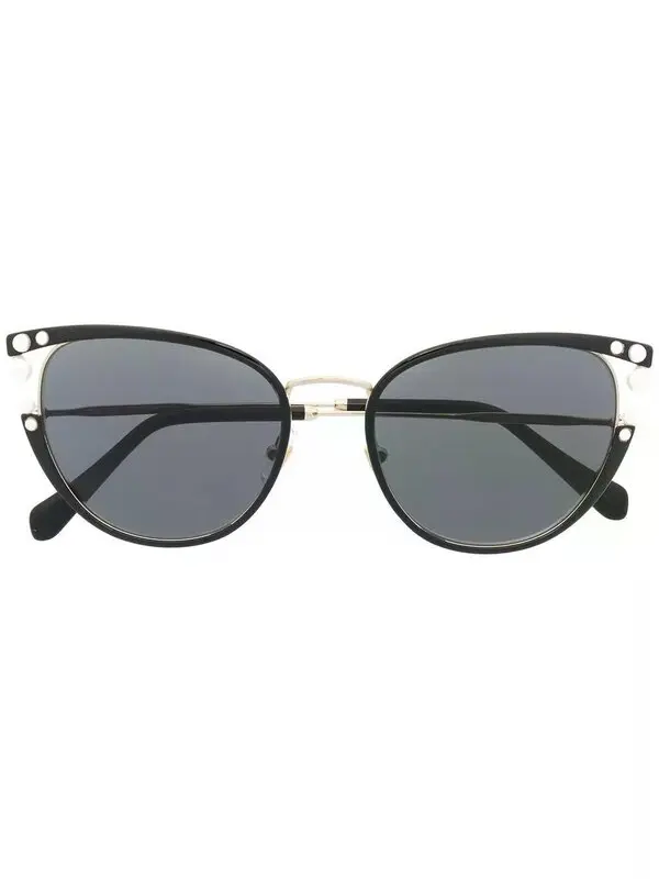 Miu Miu Cat-eye Frame Sunglasses With Faux-pearl Detailing - Black