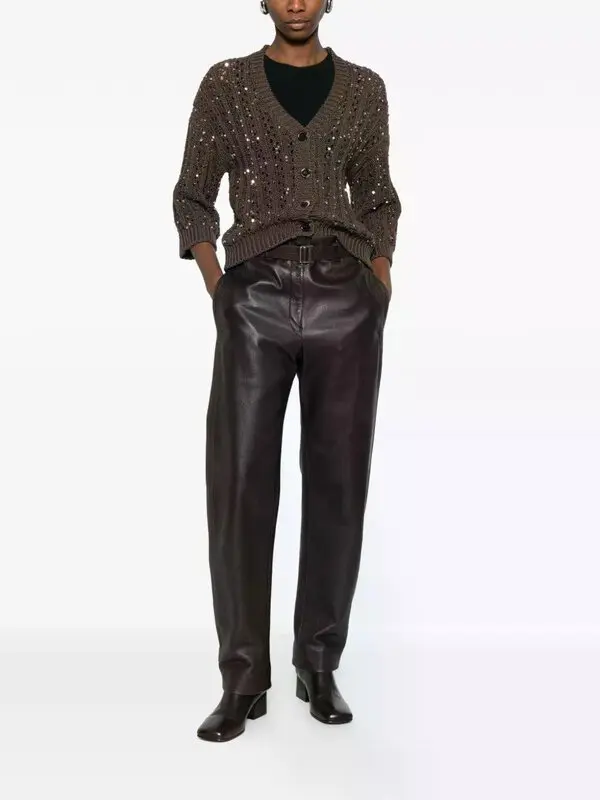 Peserico Sequin Button Knitwear - Brown
