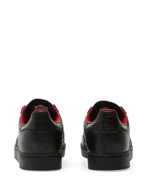 Adidas Superstar Ii Crocodile-effect Sneakers - Black
