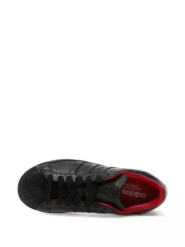 Adidas Superstar Ii Crocodile-effect Sneakers - Black