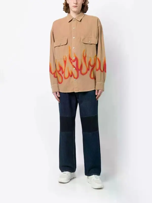 Palm Angels Flame-print Long-sleeve Shirt