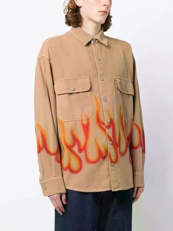 Palm Angels Flame-print Long-sleeve Shirt