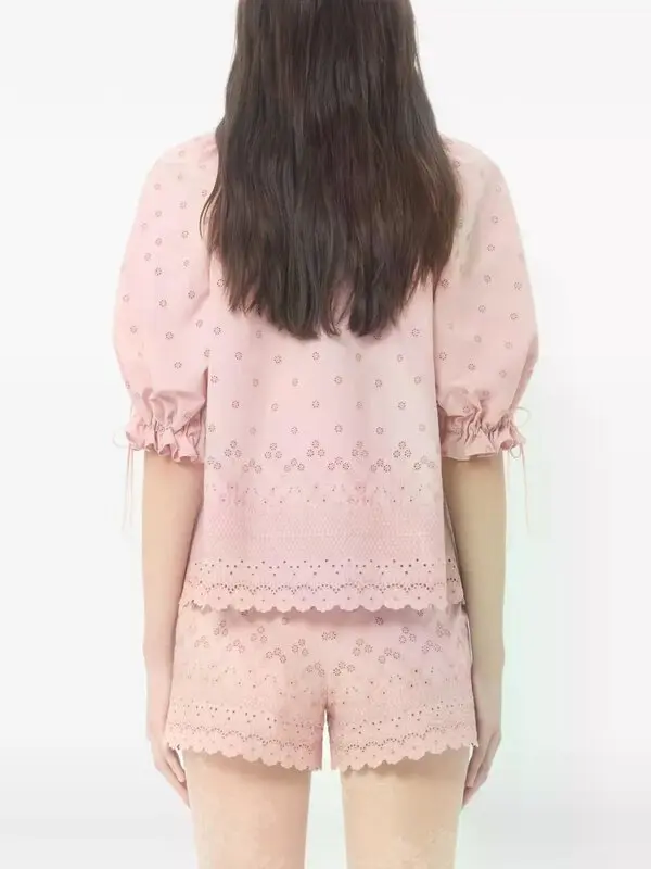 Valentino Garavani Puffed-sleeve Eyelet Blouse