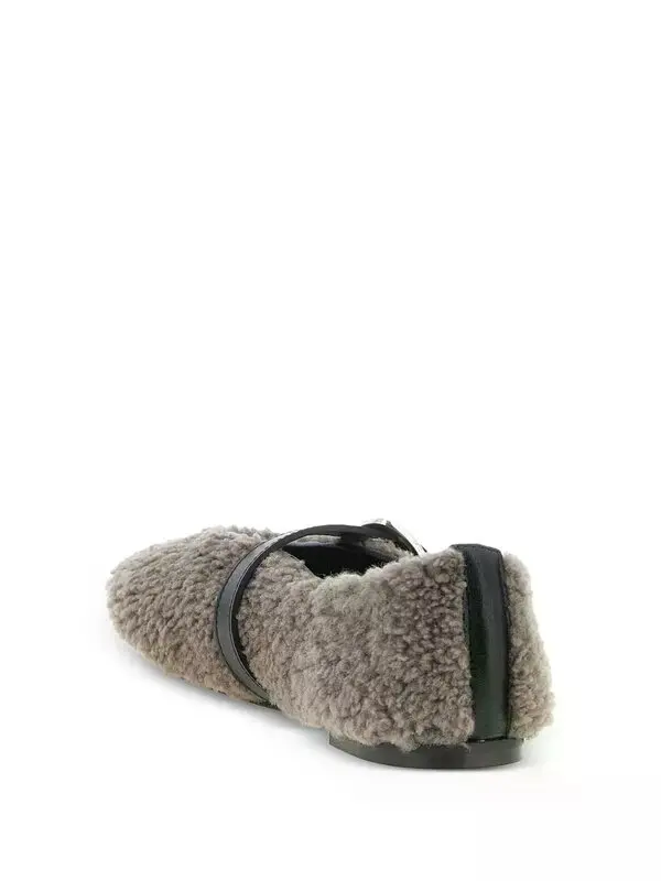KATE CATE Shearling Buckle Ballet Flats - Grey