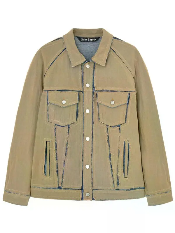 Palm Angels Logo-patch Ripstop Denim Jacket