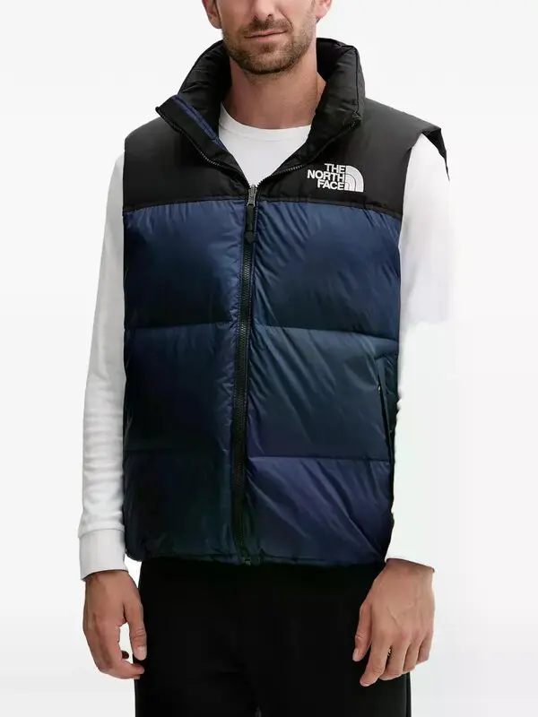 The North Face Retro Nuptse Quilted Gilet With Hood - Blue