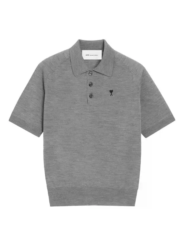 AMI Paris Wool Short Sleeves De Coeur Polo