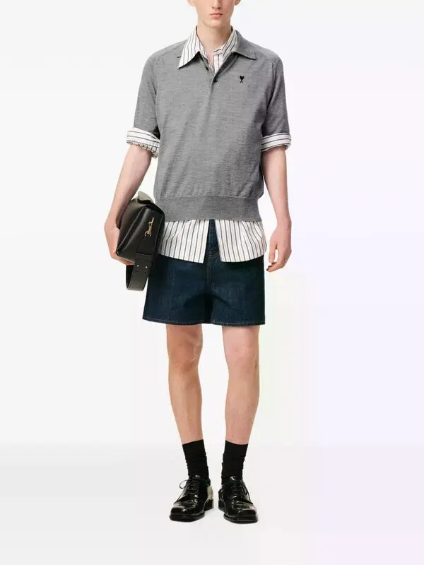 AMI Paris Wool Short Sleeves De Coeur Polo