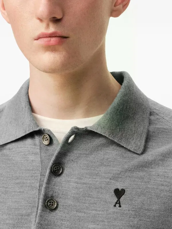 AMI Paris Wool Short Sleeves De Coeur Polo
