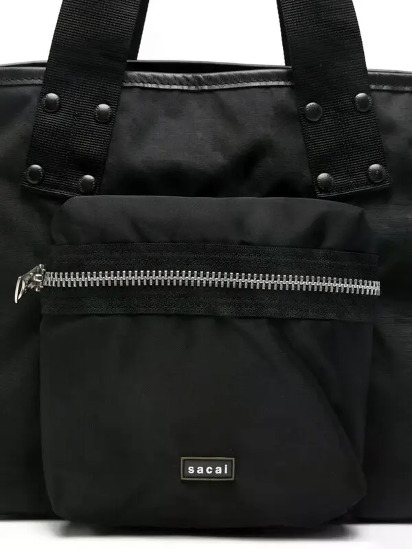Sacai Tote Bag With Front Pocket - Black