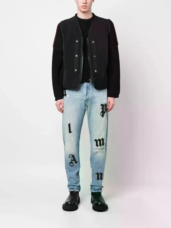 Palm Angels Logo-patches Straight-leg Jeans
