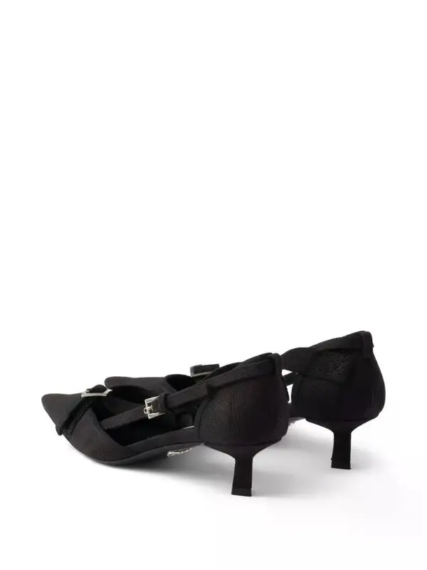 Prada Canvas Pumps With Buckle Detail - Black