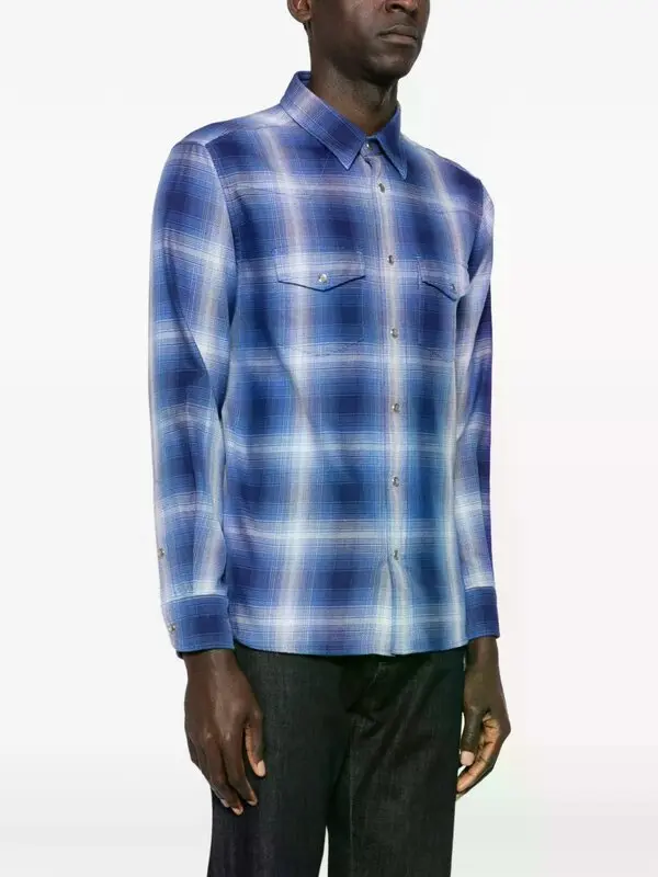 TOM FORD Checked-pattern Shirt - Blue