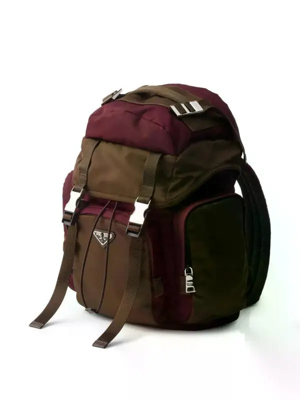 Prada Logo Plaque Buckled Backpack - Brown
