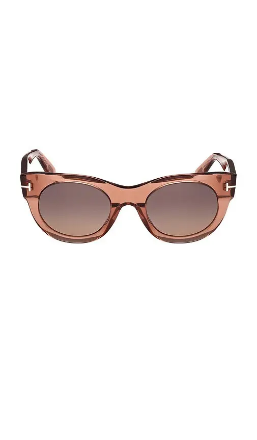 TOM FORD Round Frame Sunglasses - Shiny Terracotta & Plum