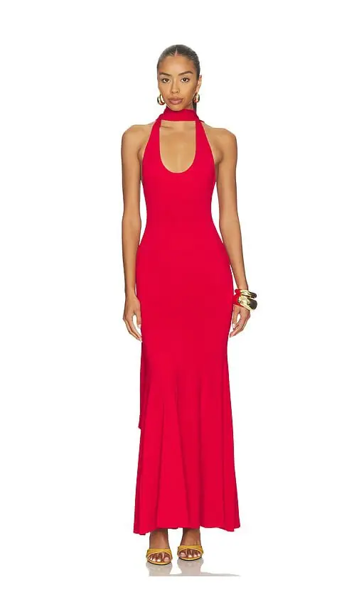 halter neck fishtail maxi dress Milani | RED Backless Cowl Neck Fishtail Maxi Dress main image 1