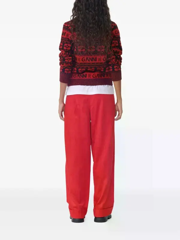 GANNI Pleated Corduroy Trousers