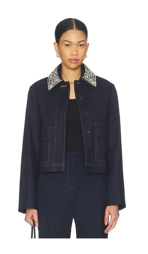 Veronica Beard Embellished Barrington Jacket - Midnight Wash